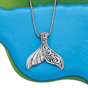 Ross-Simons Sterling Silver Bali-Style Whale Tail Pendant Necklace. 18 inches