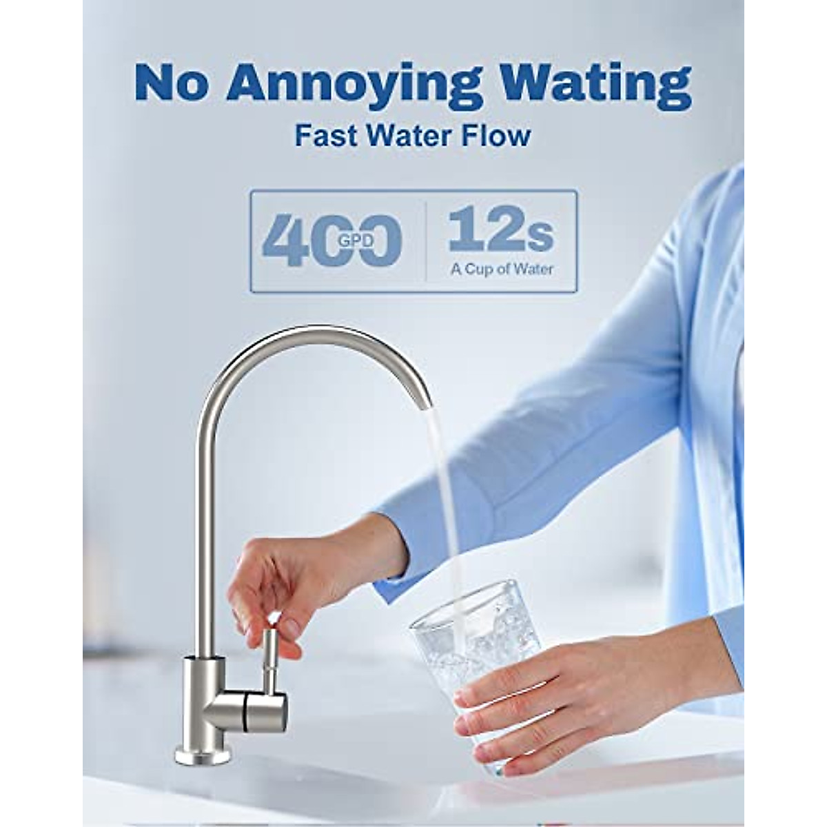 Deepuro Reverse Osmosis Water Filtration System RO Water Filter System Under Sink Tankless 400GPD with 5-Stage Filtration, Water Purification RO Units, Filters Life Monitor & Smart Touch Panel, WS4A