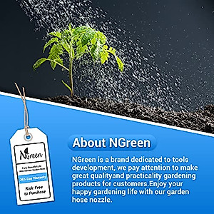 NGreen Garden Hose Sprayer Nozzle - Water Spray with 8 Adjustable Patterns, Impact Resistant and Non-Slip for Watering Plants, Pets Bathing and Cleaning,Car Washing (Blue)