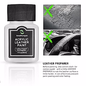 Smalltongue 14 Colors Acrylic Leather Paint Kit for Shoes, Sneaker, Couches, Bags, Car Seat, Acrylic Leather Dye Set with Leather Preparer And Deglazer, Acrylic Finisher for Beginner, Airbrush