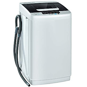 COSTWAY Portable Washing Machine, 2-in-1 Laundry Washer and Spin Combo with 10 Programs, 8.8lbs Capacity, Drain Pump and LED Display, Full Automatic Washer for Apartment, RVs, Dorm, White