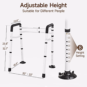 WAYES Toilet Safety Rails - Toilet Arms for Elderly, Fit for Most Toilet, Up to 300 Lbs, Adjustable Height & Width