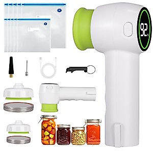 cjc Handheld Vacuum Sealer, Electric Vacuum Sealer for Food, 4-in-1 Mason Jar Vacuum Sealer, Rechargeable Vacuum Sealer, Portable Vacuum Sealer Machine Kit, Small Vacuum Pump for Travel
