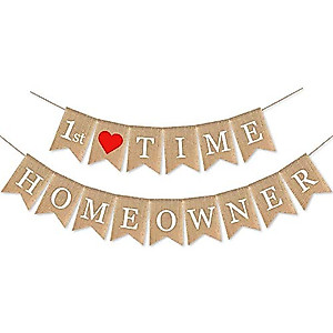 SWYOUN Burlap 1st Time Homeowner Banner House Warming Party Mantel Fireplace Decoration Supplies