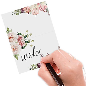 Pumpkin Place Cards with Floral, 24 Pcs Fall Theme Place Cards for Baby Showers, Thanksgiving, Bridal Shower, Weddings, Dinners, Parties