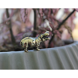 Hippopotamus Brass Collectible Hippo Figurine Handmade Art Miniature