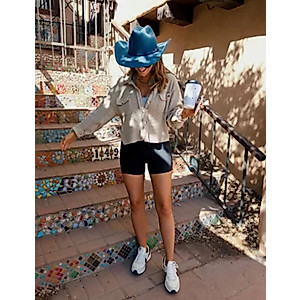 HeyNuts Women's High Waisted Biker Shorts with Side Pockets, Workout Tummy Control Yoga Leggings Running Shorts 6'' Black M(8/10)