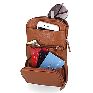 Mundi Miracle Womens Cell Phone Purse Wallet RFID Crossbody Bag, Cognac