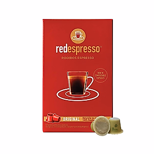 Rooibos Tea Original - Red Espresso - South African - Pods Compatible with Nespresso machines - Vegan, Non GMO, Antioxidant, Calming (10 Pods)