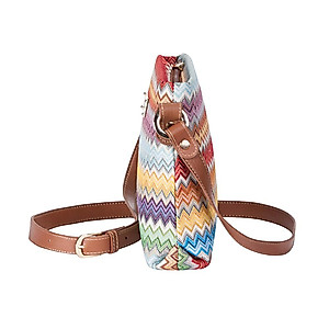 Signare Tapestry Crossbody Bag Shoulder Purse for Women In Aztec Zigzag Rainbow Design (XB02-AZT)
