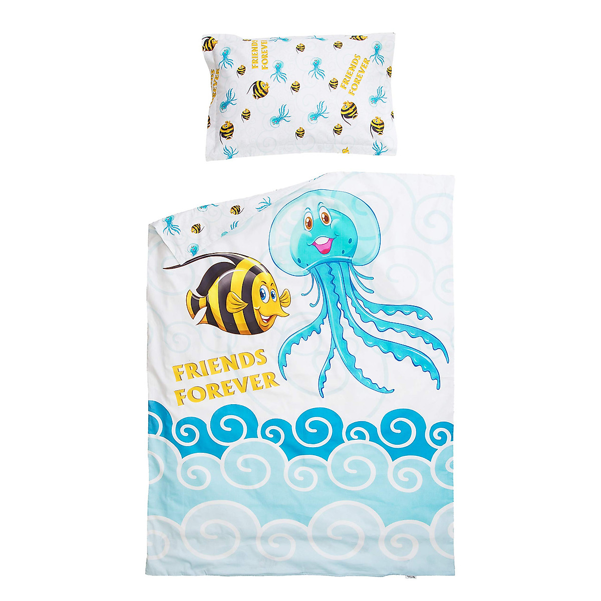 Pati'Chou Fish and Jellyfish Baby cot / Crib 100% Cotton (Duvet Cover 39"x 53" & Pillow Case 16"x 23") Nursery Bedding Set