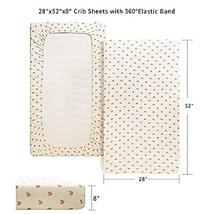 Konssy Muslin Fitted Crib Sheets 100% Cotton Baby Crib Sheets for Standard Crib Mattress (28 X 52 Inches), Soft and Breathable for Boy, Girl (Rainbow)