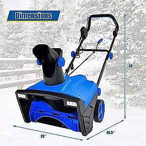 Goplus Snow Blower, 120V 15A Electric Snow Thrower with 180° Rotatable Chute & Folding Handle for Yard Driveway, 20 x 10 Inches Clearing Path, 30 Feet Throwing Distance (Blue)