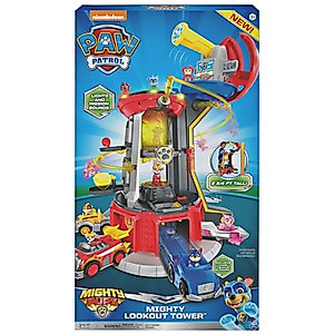 Cool Maker Paw Patrol, Mighty Pups Super Paws Lookout Tower Playset with Lights and Sounds, Toy for Ages 3 and Up