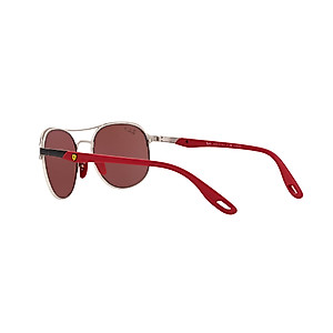 Ray-Ban RB3685M Scuderia Ferrari Collection Square Sunglasses, Black On Silver/Chromance Polarized Purple Mirrored Silver, 58 mm