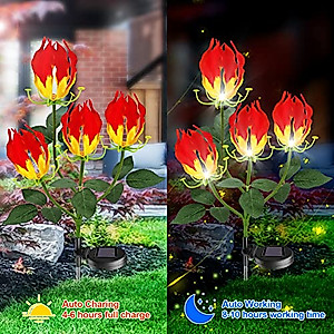 TYNLED Solar Garden Lights, Newest Version Garland Lily Solar Flower Lights Outdoor Solar Powered Stake Decorative Lights for for Garden, Pathway, Patio, Front Yard Outdoor Decoration