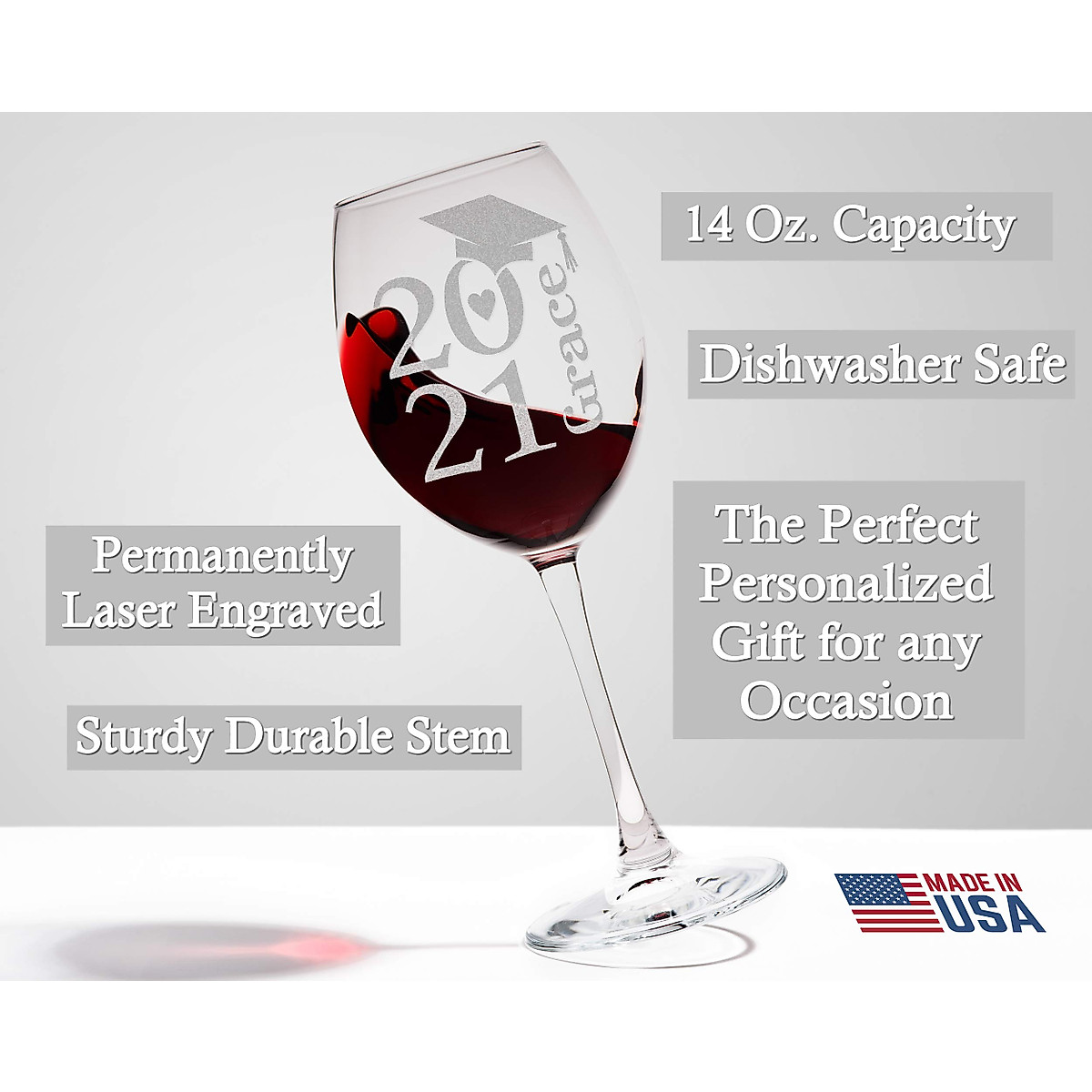 Graduation Stem ONE Wine Glass 2021 Mastered It College High School Grad Student Custom Gift Him Her Keepsake Party Favors Graduates Best Friend