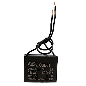AKZYTUE CBB61 Capacitor 20uf 250V AC Ceiling Fan 2 Wire 50/60Hz for Starting Electric Fan Generator Pump Motor