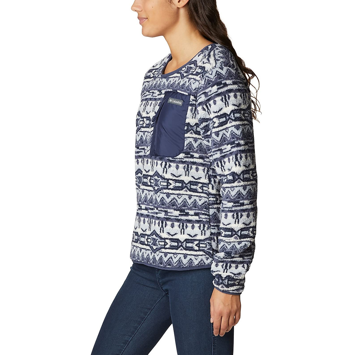 Columbia Women's West Bend Crew, Nocturnal 80S Stripe Print, Medium