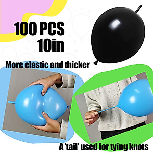 100 Pcs Quick Link Balloons Black 10 inch, Latex Linking Balloons for Balloon Wall/Balloon Arches/Balloon Chains, Birthday Party Wedding Anniversary Graduation Arch Party Decor (black)