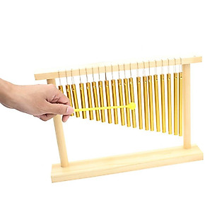 Dilwe 20 Bars Percussion Chimes, Single-Row Musical Percussion Instrument with Wood Stand Stick