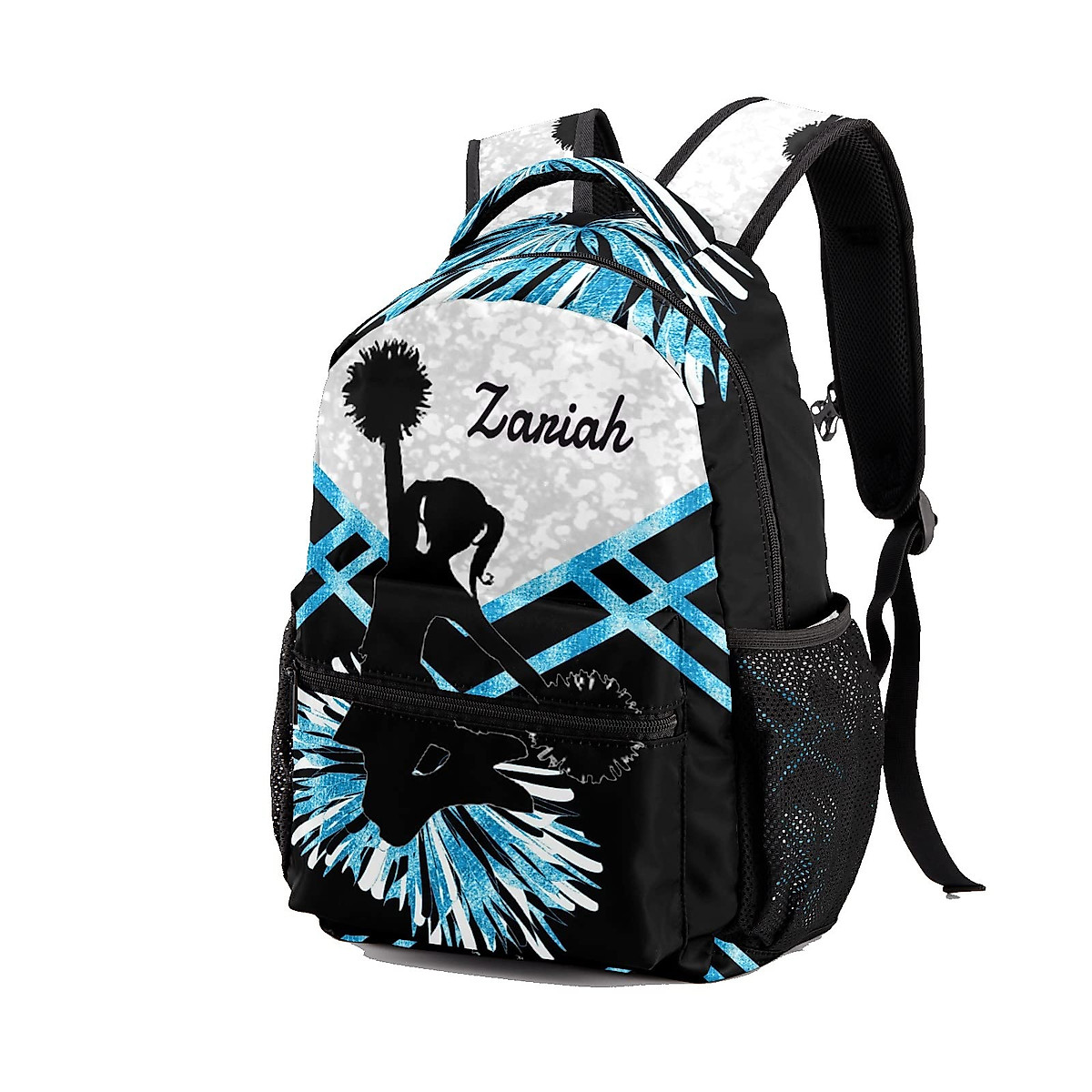 Deven Cheerleader Girl Black White Blue Personalized Kids Backpack for Boy/Girl Teen Primary School Daypack Travel Bag Bookbag