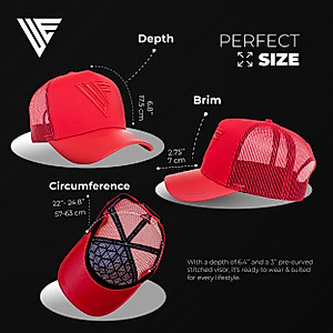 Urban Effort Mesh Back Cap - for Men Baseball Hat 5-Panel Trucker Hat Snapback Closure for Outdoors (Trucker Hat, Red)