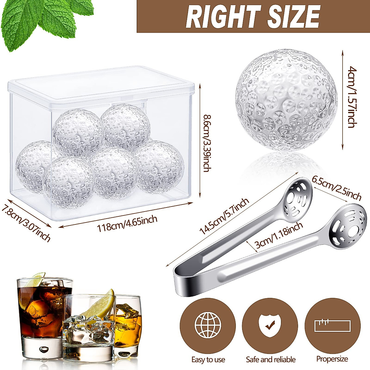 Golf Ball Whiskey Chillers Gifts Set for Father's Day Whiskey Ice Stone with Hockey Clip Whiskey Rocks Iced Cubes Chilling Rocks for Birthday Housewarming Anniversary Husband Dad Friend