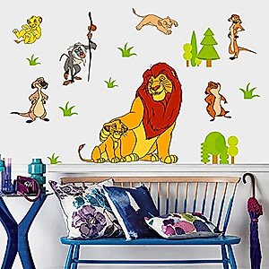 FAIRY KAARI Lion King Wall Decals for Children Room Lion King Wall Sticker Kids Room Nursery Cartoon Lion King Wall Decals Removable DIY Party Wallpaper for Playroom Living Room Decor