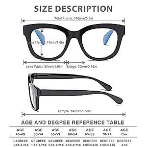 NaNaKo 3 Pack Reading Glasses for women, Oversized Blue Light Blocking Computer Readers Spring Hinge (C1,+1.50)