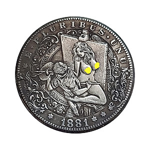 Kocreat Copy 1881 U.S Hobo Coin - Painters and Girls Silver Plated Replica Morgan Dollar Souvenir Coin Challenge Coin Lucky Coin