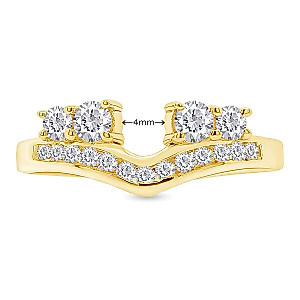Jewel Zone US White Cubic Zirconia Anniversary Wrap Enhancer Ring in 14k Yellow Gold Over Sterling Silver