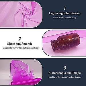 Fuchsia Organza Tulle Fabric Rolls, Crystal Organza 12" by 50 Yards (150 ft) Sheer Nylon Silky Shiny Netting Spool Bolt for DIY Craft Table Runner Wedding Baby Shower Party Decor (Fuchsia)