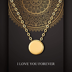 14K Solid Gold Dot Necklace for Women 7mm Round Dot Adjustable Choker Pendant Necklace Fine Jewelry for Her, Wife, Mom, Girls 16"-18"