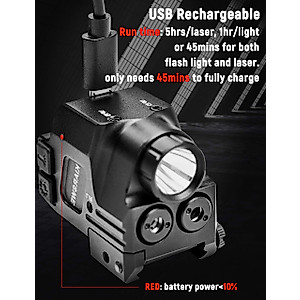 Kiarswe Shockproof Laser Light Combo, 500 Lumens Green Laser Light Combo, USB Rechargeable Red Green Laser Beam