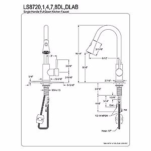 Kingston Brass Gourmetier LS8721DL Concord Single-Handle Pull-Down Kitchen Faucet, Polished Chrome, 8-3/8 inch in Spout Reach