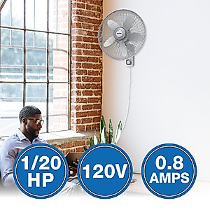 Air King 9018 Commercial Grade Oscillating Wall Mount Fan, 18-Inch , White