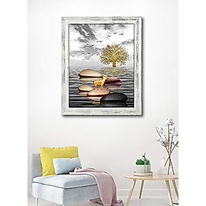 DECANIT 16x20 Picture Frames（pack of 2） Rustic White Wood Pattern Wall Mounting Poster Frame，Great for Prints, Poster, Mural and Picture