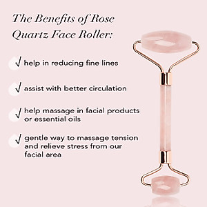 Kitsch Face Massager Rose Quartz Face Roller for Skin Care, Facial Roller & Jade Roller for Face Aging Wrinkles and Lifting, Eye Roller for Puffy Eyes, Rose Quartz Roller for Face Neck Fine Lines 1 Pc