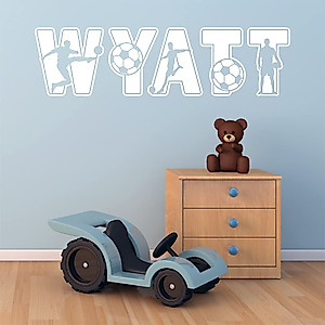 Soccer Custom Name Vinyl Wall Decal Sticker Art for Boys Rooms, Ball Player Theme Letters Bedroom Decor for Kids