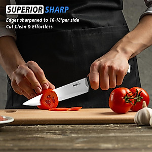 Petalirs Knife Set, 14 Pieces Kitchen Knife Set with Wooden Block, Dishwasher Safe, German Stainless Steel Knife Block Set