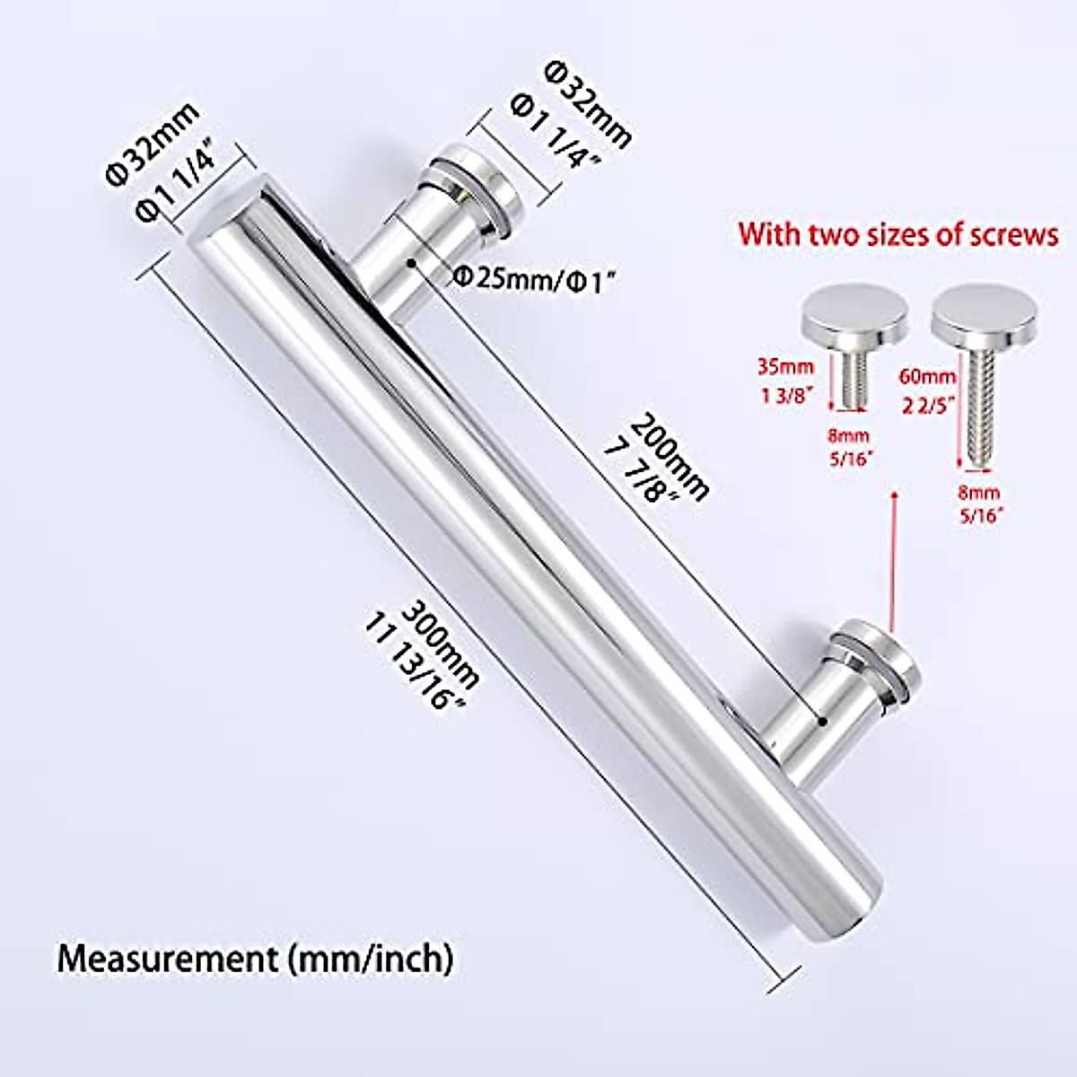 SIMPHONY 12 inches Heavy-Duty Commercial Grade-304 Stainless Steel Push Pull Door Handle/Sliding Barn Door Handle Set/Glass Door Pulls,Hardware - Fit Doors 1/2 to 2 ''