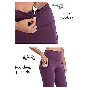 Willit Women's Fleece Lined Leggings High Waisted Winter Thermal Yoga Running Pants with Pockets Purple M