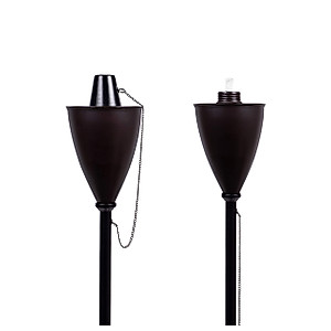 BIRDROCK HOME 4 Pack Outdoor Wide Conical Torches - Oil Rubbed Bronze - Flame Light Torch - Backyard Garden Patio Lighting - Metal Lamp - Decorative Urban Lantern