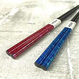 Premium Japanese Chopsticks Reusable with Chopsticks Rest Set of 2 Pairs[ Made in Japan ] Traditional Lacquer Art Wooden Chopsticks (Splashed Pattern BL/RD(MK026))