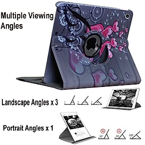 JYtrend Case for iPad 10.2 inch, for iPad 9th 8th 7th Generation, Rotating Stand Smart Magnetic Auto Wake Up/Sleep Cover for A2602 A2603 A2604 A2605 MK2L3LL/A MK2P3LL/A MK673LL/A (Heart Flower)