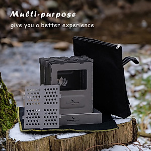 Boundless Voyage Outdoor Titanium Folding Wood Stove With Pot Bracket Foldable Camping Multi-Fuels Stove Portable Collapsible Charcoal Burner Furnace
