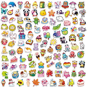 Y-times 600 Pcs Waterproof Vinyl Multicolor Cartoon Bubble Stickers for Kids, Teens, Adults - Water Bottle, Skateboards, Scrapbook, Laptops, Computers