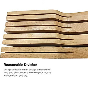 FEOOWV In Drawer Knife Organizer, Kitchen Wooden Knives Block Holder, Can Holds 9 Knives