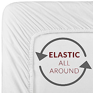 Mellanni Extra Deep Pocket Sheet Set + Waterproof Mattress Pad Bundle&Save - Bundle Includes: 4pcs Extra Deep Pocket Sheets up to 21" and Waterproof Mattress Pad 21" (King, White)